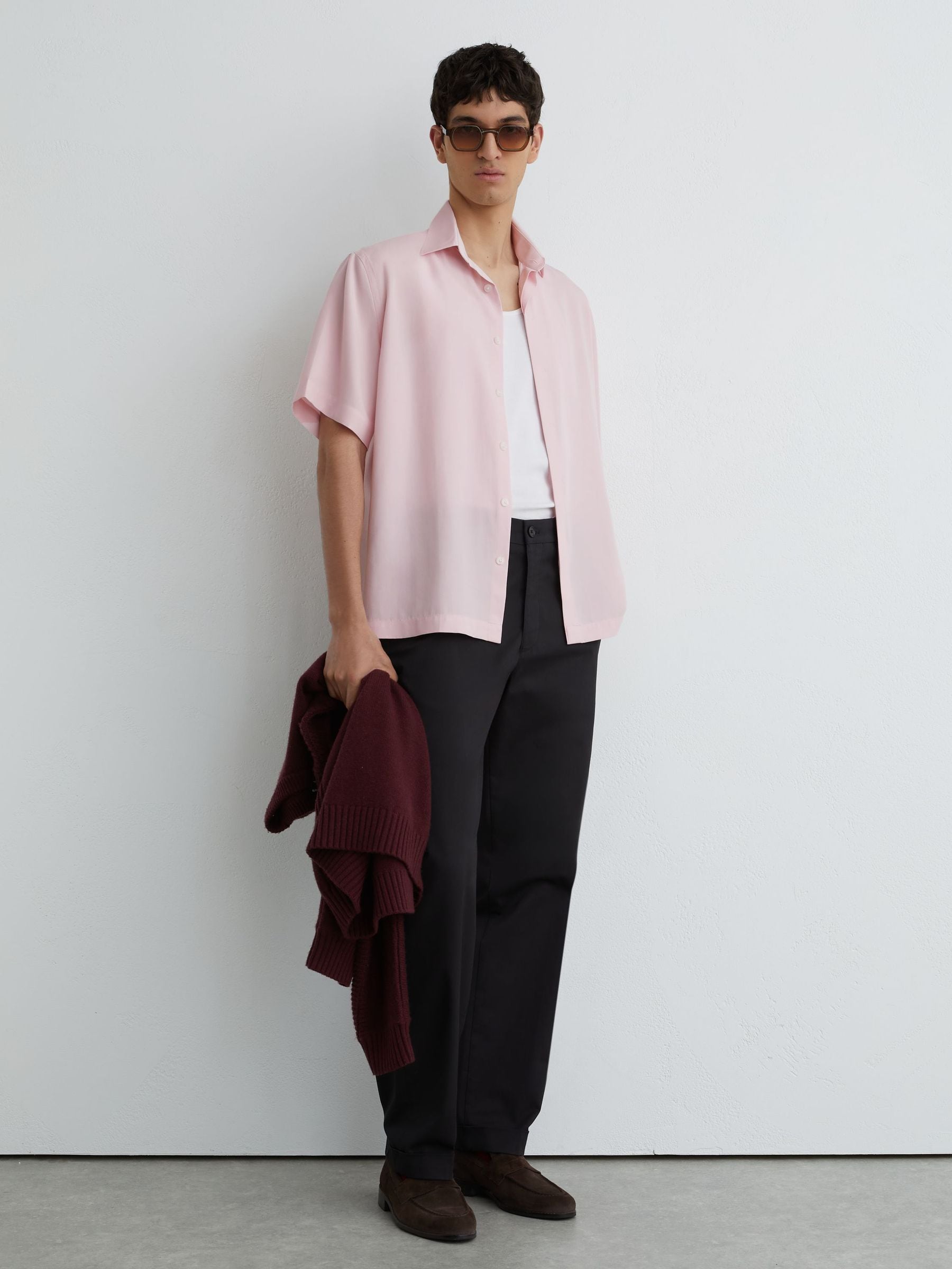 REISS supra lyocell-linen short-sleeve shirt